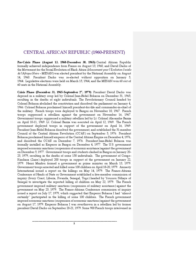 Central African Republic History | PDF | Central African Republic ...