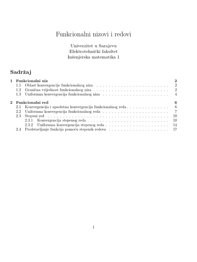 07 - Funkcionalni Nizovi I Redovi | PDF