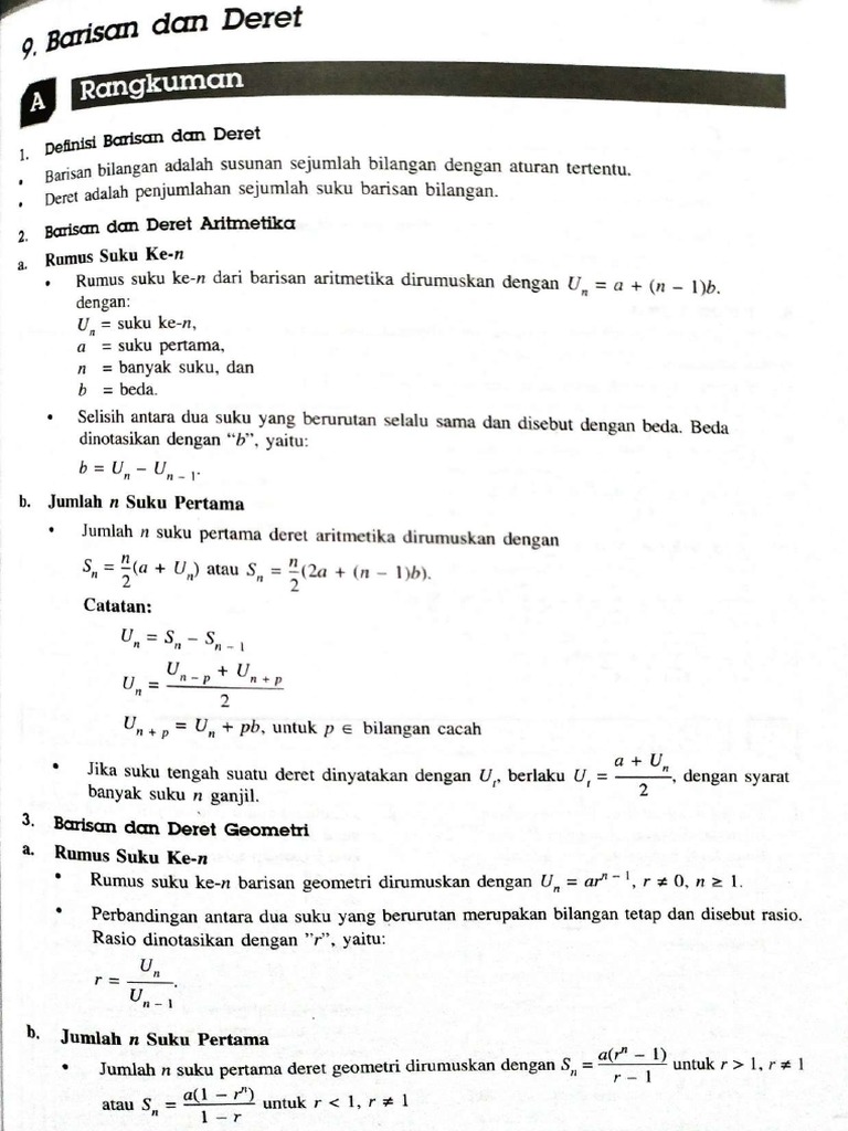 Ringkasan Materi Barisan Dan Deret | PDF