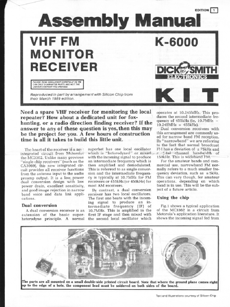 Dick - Smith - K-6000 VHF Radio Based On MC3362 | PDF