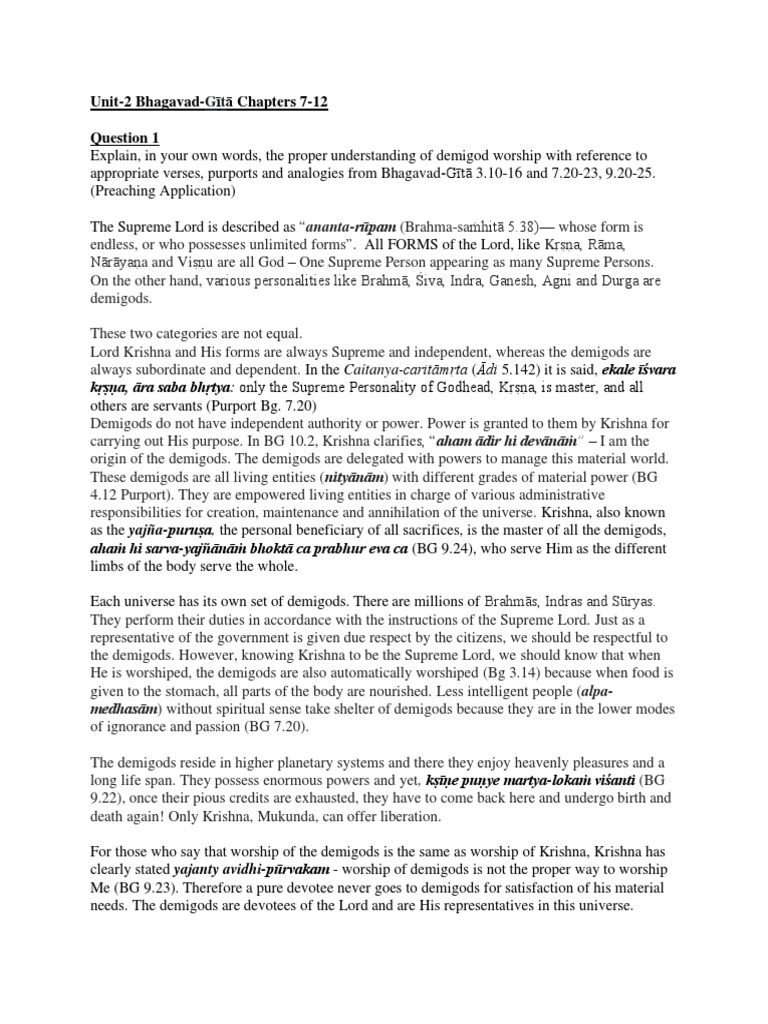 OBA - Bhagavad - Gītā Unit 2 (CH 7 To 12) | PDF | Bhakti | Bhagavad Gita