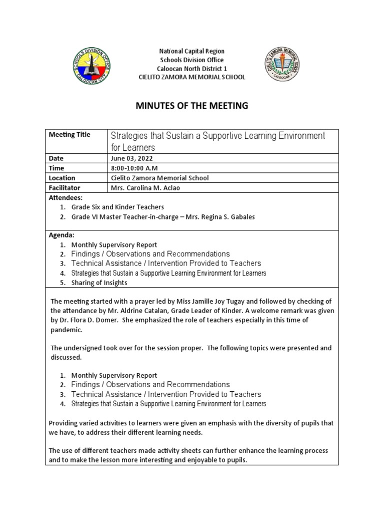 Minutes of The Meeting FGD | PDF
