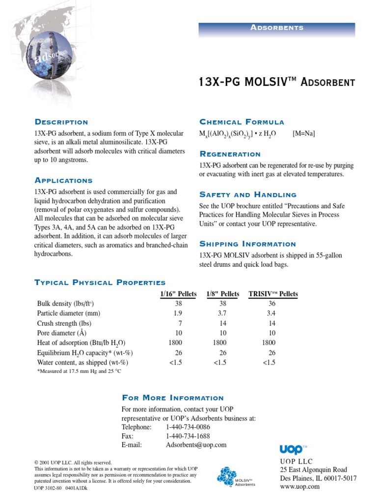 Msds 13X-PG | PDF | Adsorption | Molecules