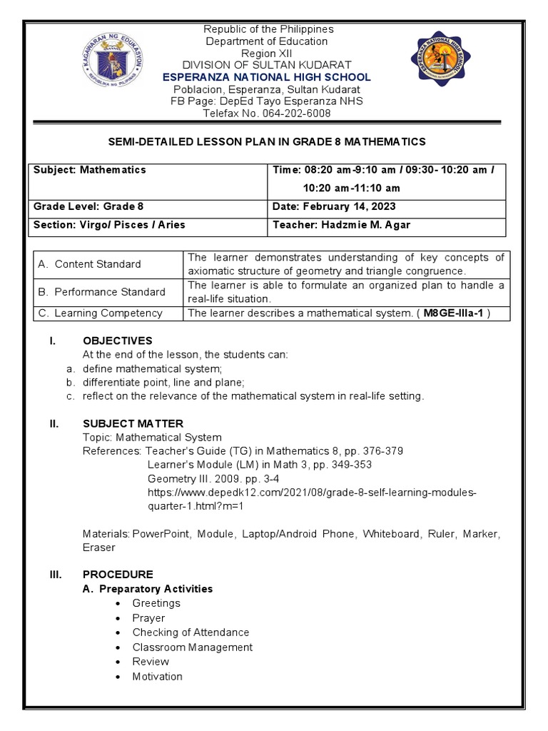Mathematical System | PDF | Plane (Geometry) | Line (Geometry)