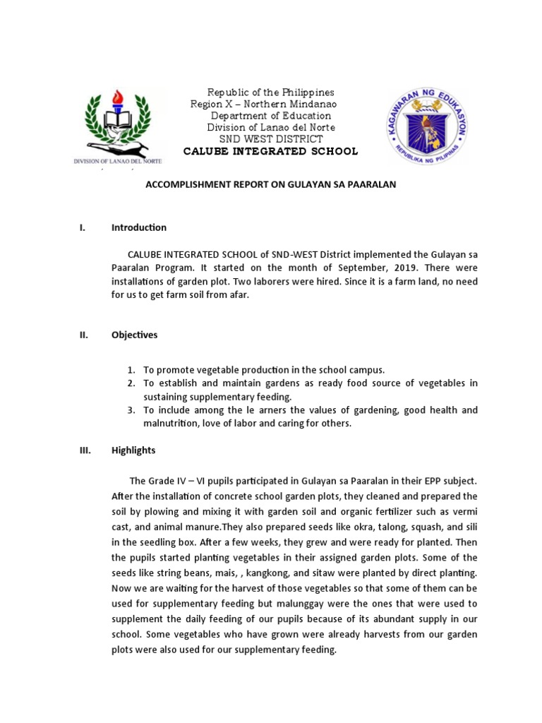 Gulayan Sa Paaralan Narrative | PDF | Vegetables | Agriculture