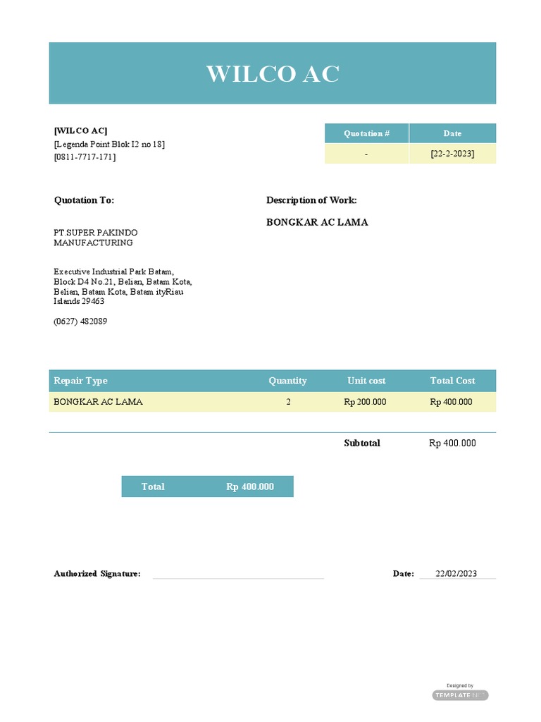 WILCO AC QUOTATION | PDF