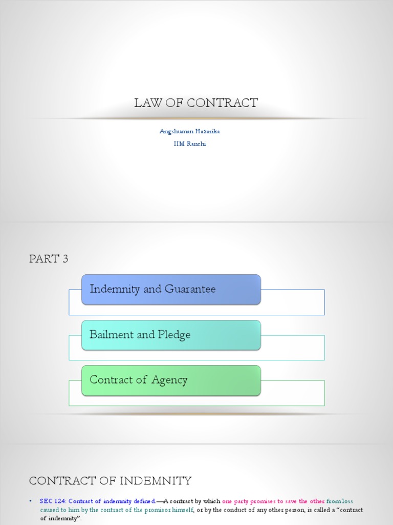 Contract Law-II | PDF | Guarantee | Law Of Agency