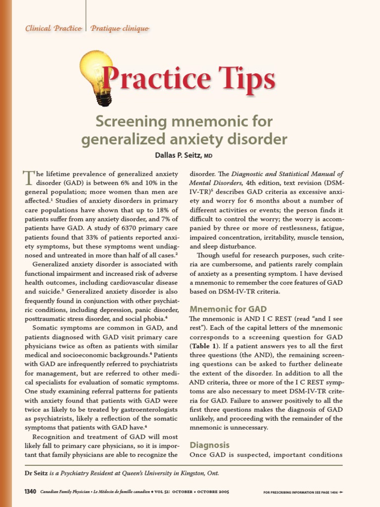 DSM V MNEMONICS | PDF | Generalized Anxiety Disorder | Mental Disorder