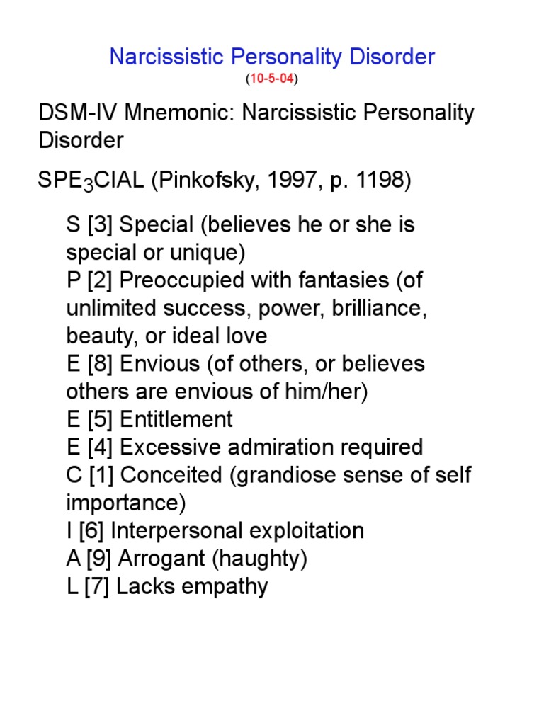 DSM-5 Criteria for Narcissistic Disorder | PDF | Personality Disorder ...