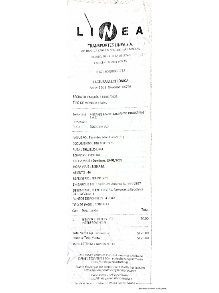 Pasaje Trujillo Lima | PDF