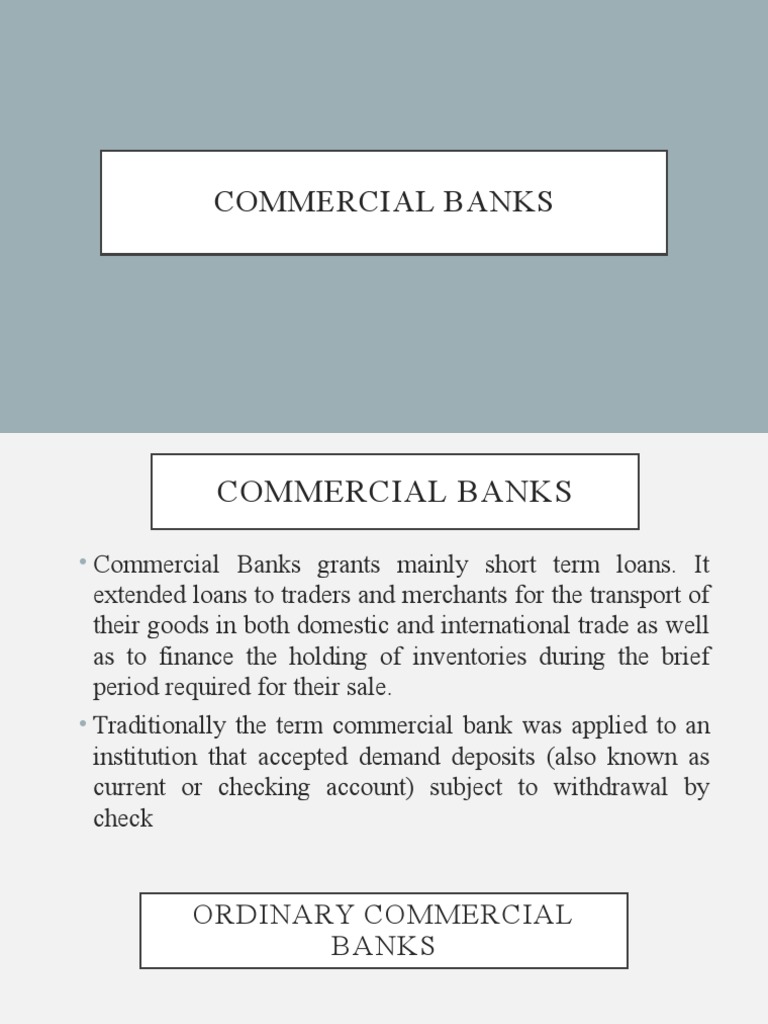 Functions and Operations of Commercial Banks | PDF | Banks | Loans