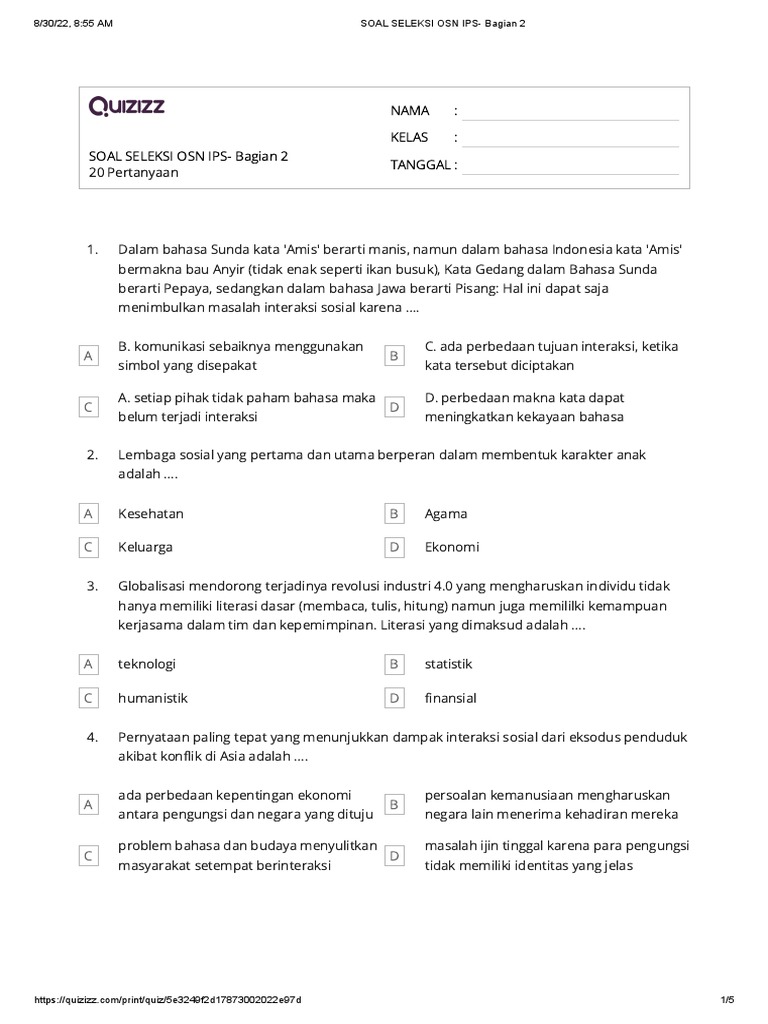 Soal Seleksi Osn Ips - Bagian 2 | PDF