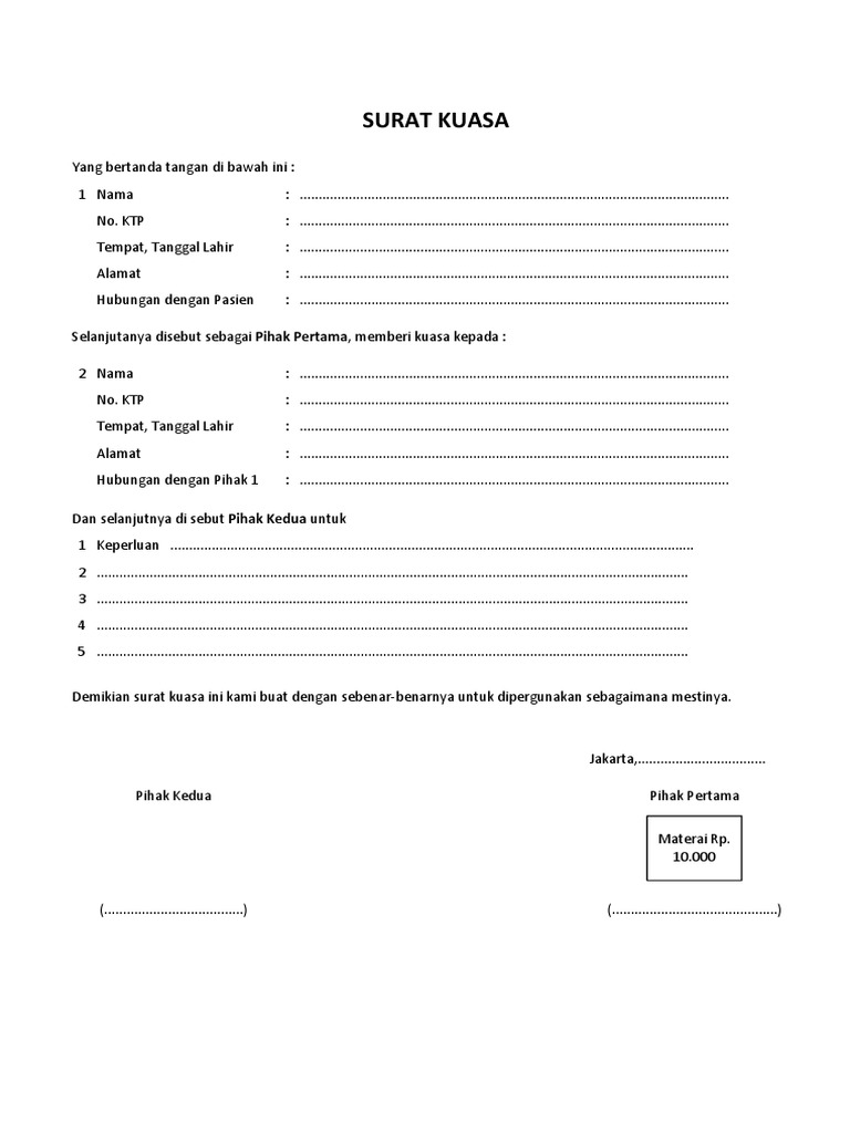 FORM SURAT KUASA | PDF