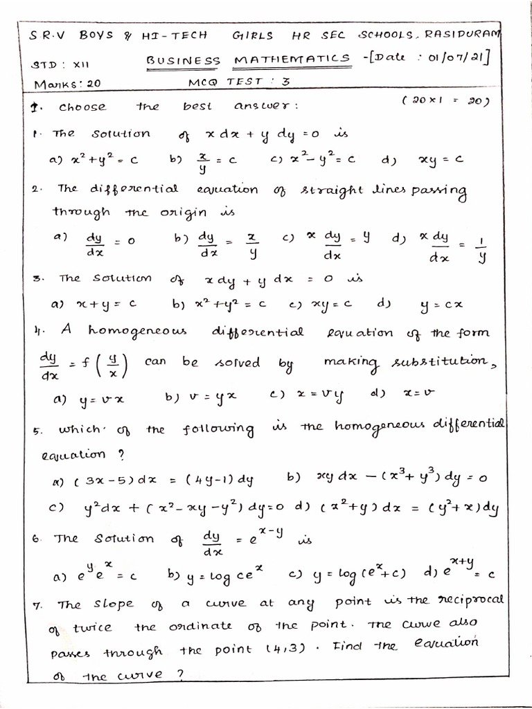 BM MCQ Test-3 | PDF