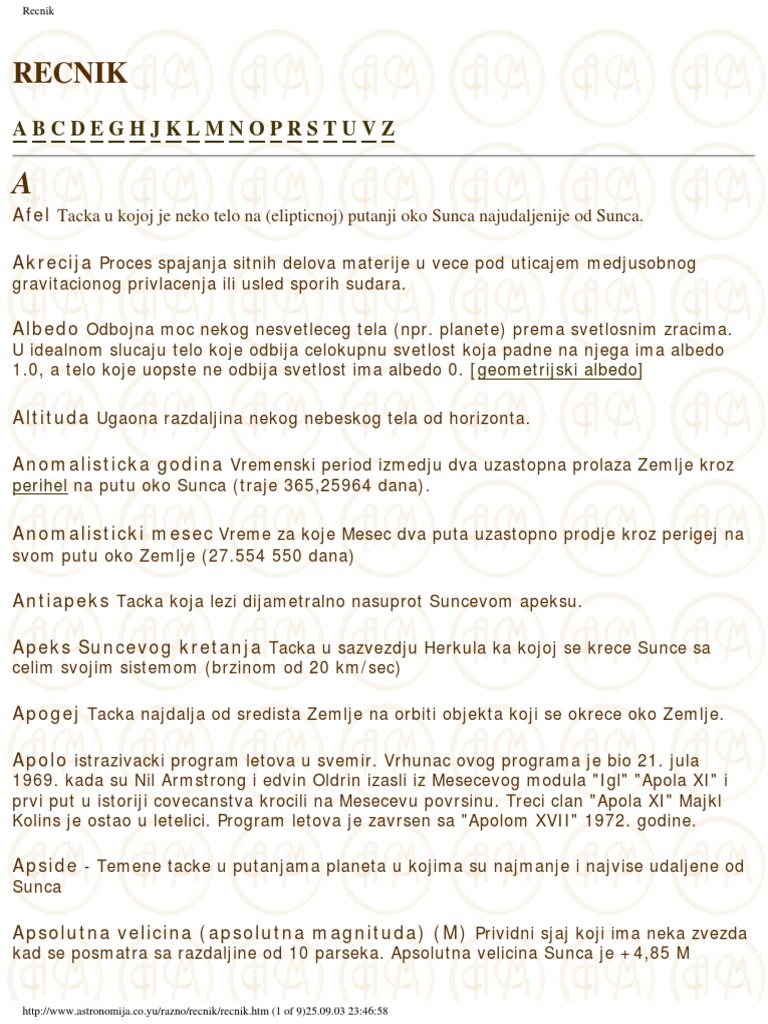 Astroloski Recnik | PDF