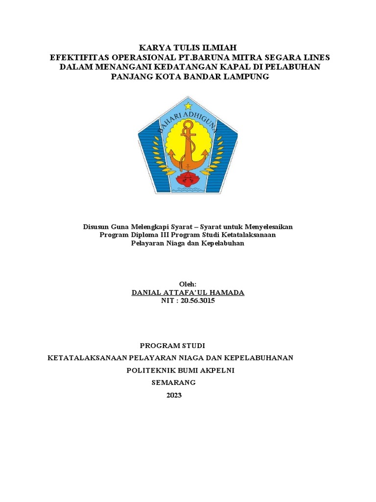 Efektivitas PT Baruna Mitra Segara Lines | PDF