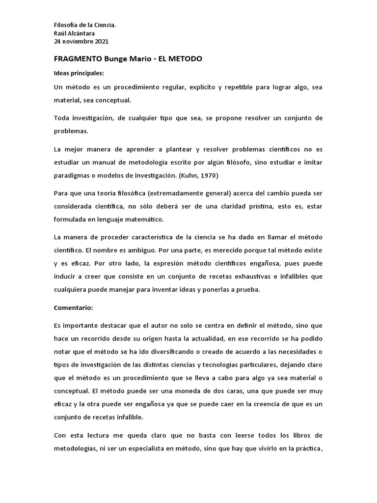 Raul Alc. - El Método-Bunge Mario | PDF | Ciencia y matemáticas