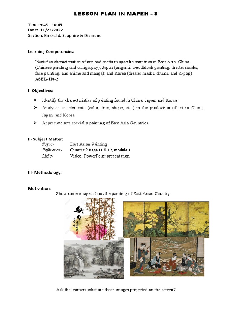 East Asian Painting Lesson Plan for Grade 8 | PDF | Paintings ...