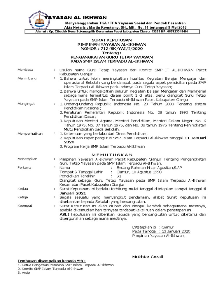 Surat Keputusan SK Gty | PDF