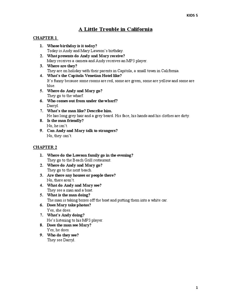 (A Little Trouble in California) - KIDS 5 | PDF