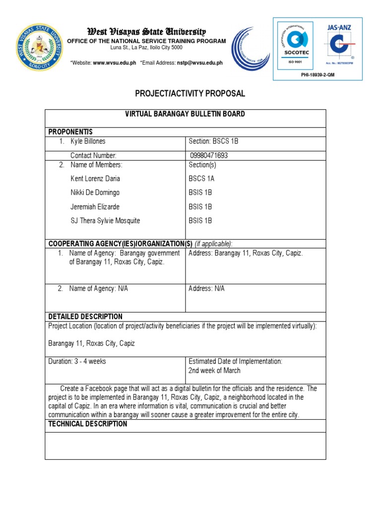 Community Project Proposal | PDF | Information Technology | Computing