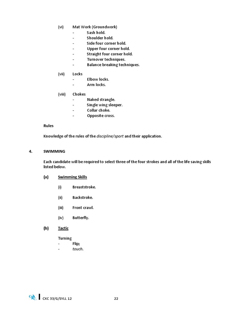 CSEC® Physical Education & Sport - Swimming | PDF | Racing | Leisure ...