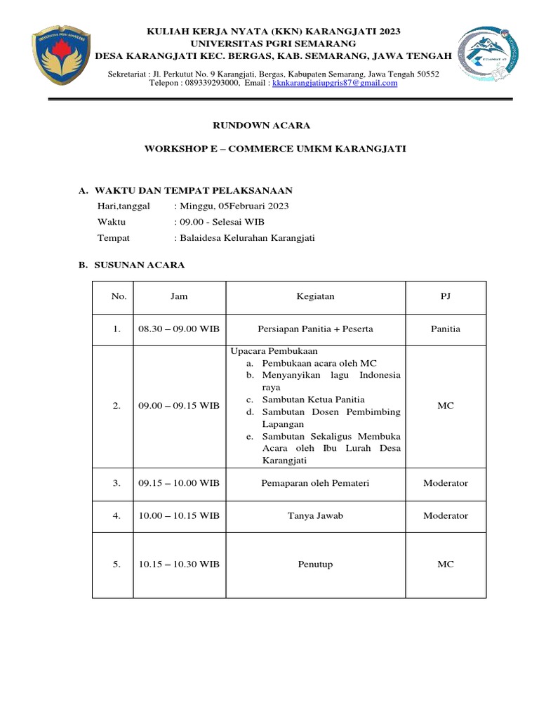 Rundown Workshop E - COMMERCE | PDF