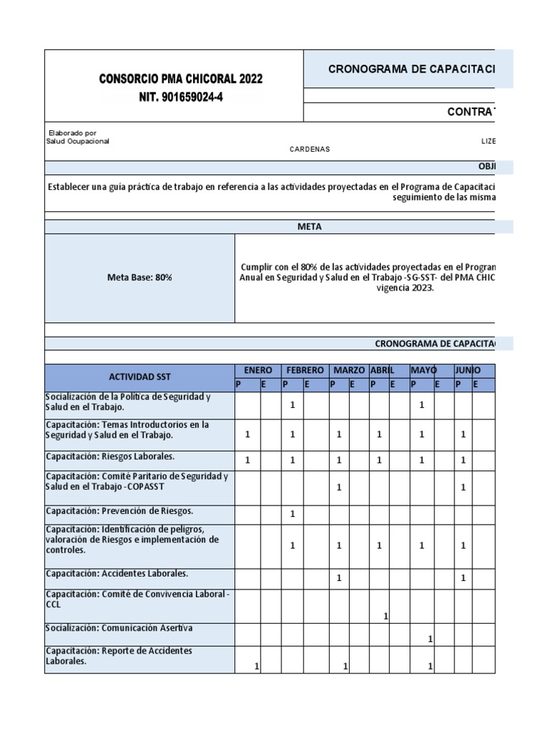 Cronograma Capacitacion | PDF | Seguridad y salud ocupacional | Las condiciones de trabajo