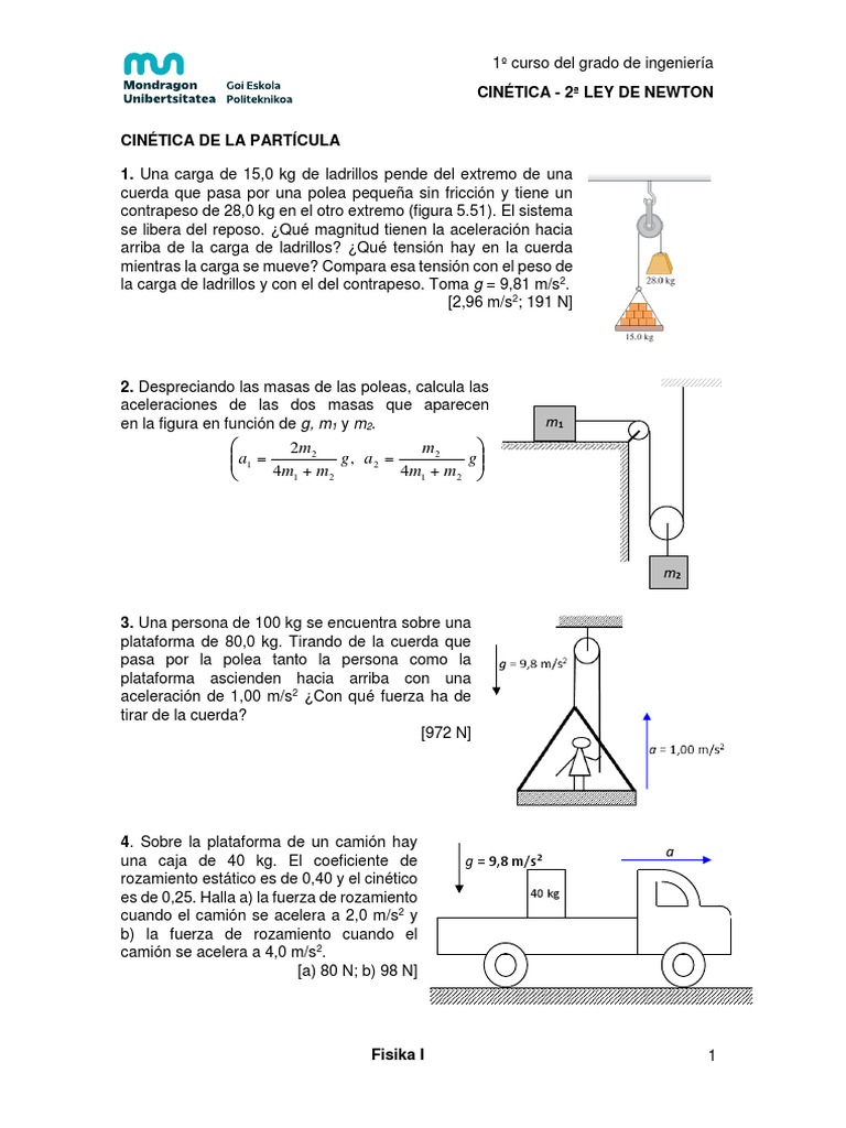 Problemas de Cinética | PDF | Fricción | Fuerza
