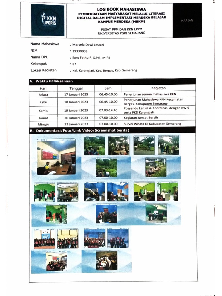 Log Book Minggu 1 - Marsela Dewi Lestari - 19330003 | PDF