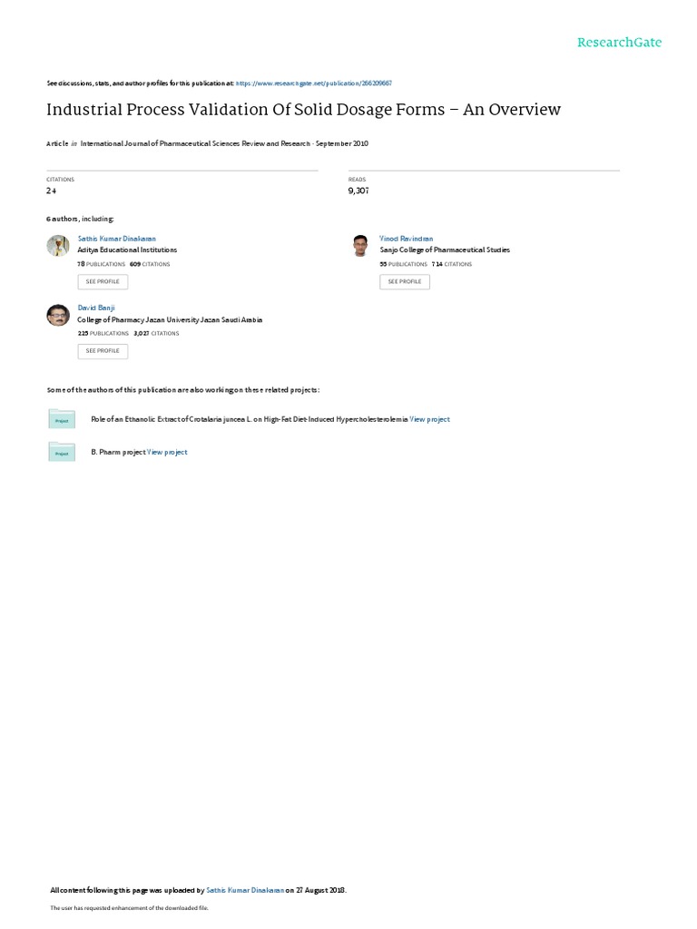 Process Validation | PDF | Tablet (Pharmacy) | Materials