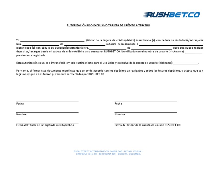 Autorizacion Uso Exclusivo Tarjeta de Credito A Tercero | PDF