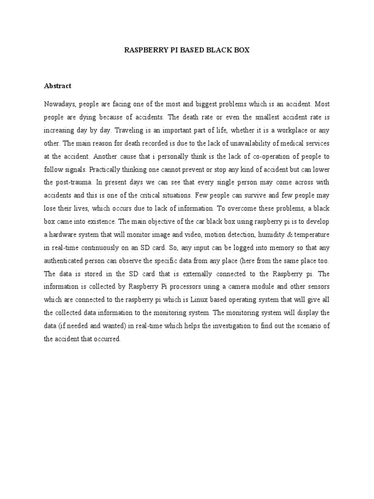 Raspberry Pi Based Black Box | PDF | Raspberry Pi | Embedded System