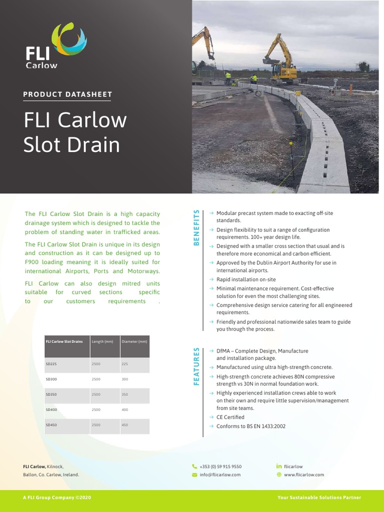 Slot Drain Data Sheet Comp | PDF | Concrete | Engineering