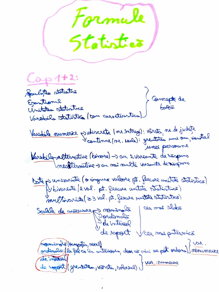 Formule Statistica Test1 (7dec2021) | PDF