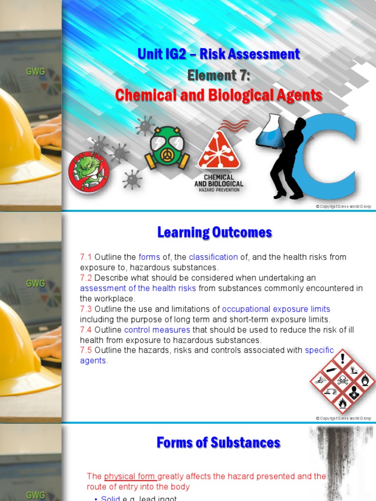 Unit IG2 - Risk Assessment: Chemical and Biological Agents | Download Free PDF | Personal ...