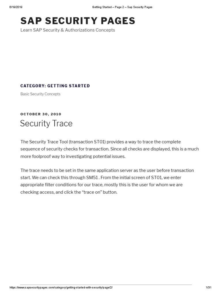 SAP Security Trace and SU53 Display Authorization Data | PDF ...