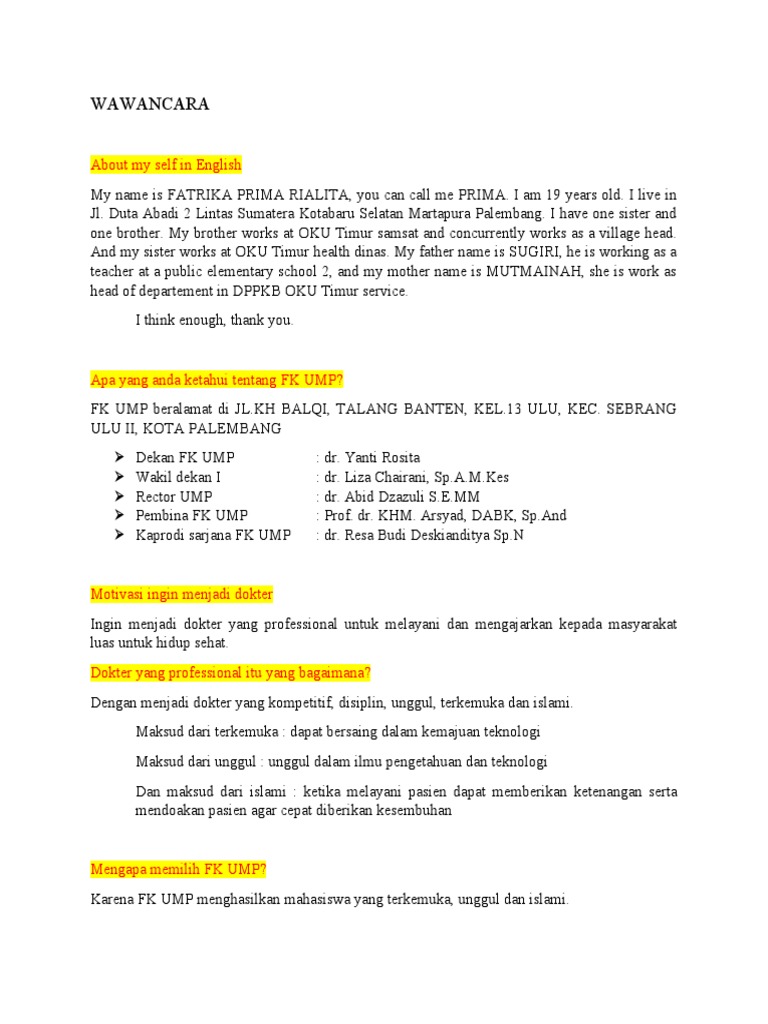 Wawancara FK Ump | PDF