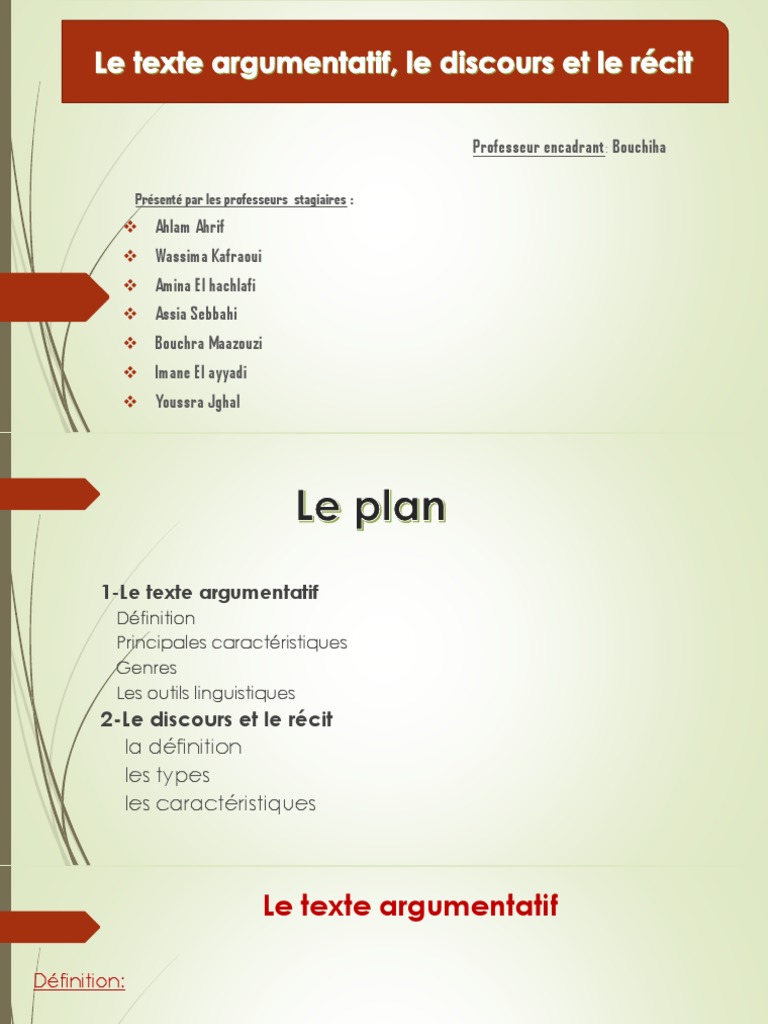 Le Texte Argumentatif. Discours. Récit | PDF | Discours (linguistique ...