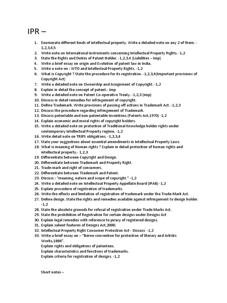 IPR | PDF | Intellectual Property | Trademark