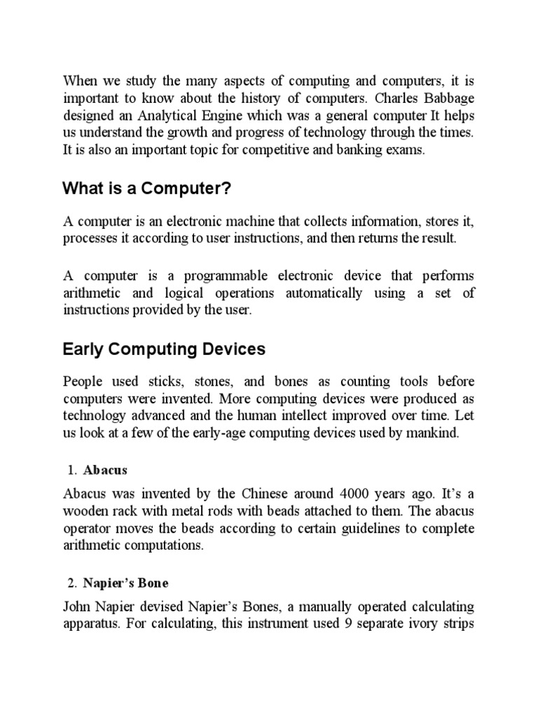 Chapter 2 Early To Inventors of Computer | PDF | Microprocessor ...