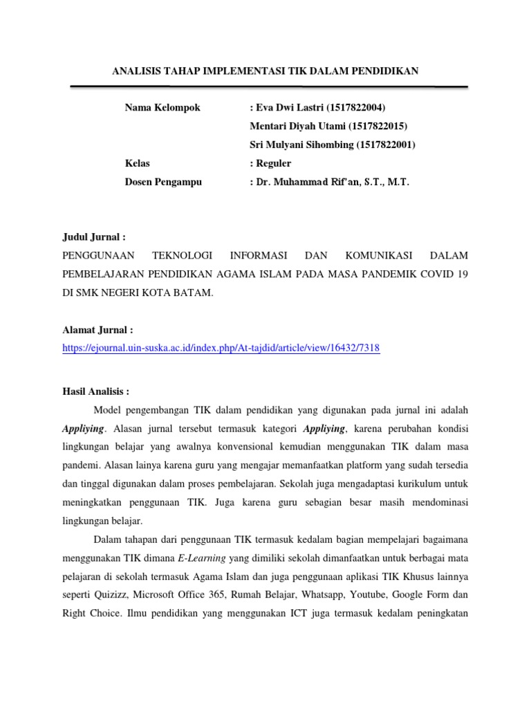 Tugas Kelompok Identifikasi Jurnal | PDF