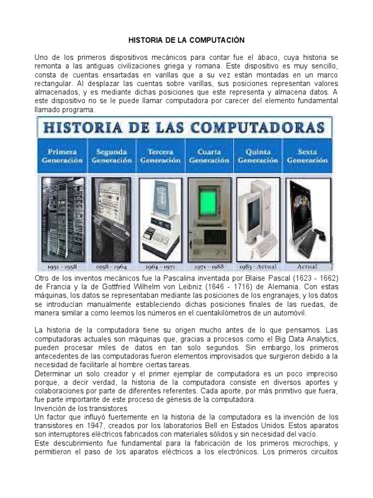 Historia de La Computación | PDF | Microprocesador | Circuito integrado