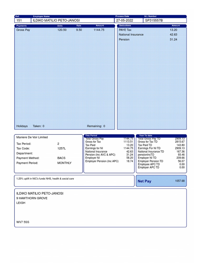 My Payslips 2022-11-07 | PDF | Pension | Payments