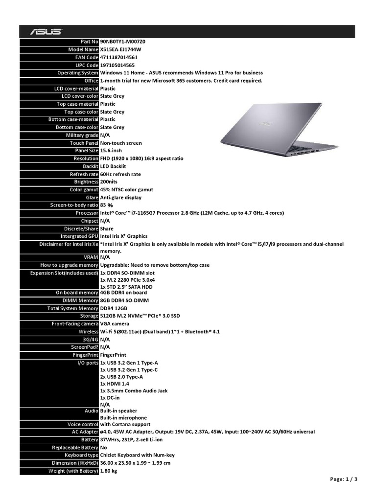 X515ea Ej1744w | PDF | Computer Engineering | Electronics