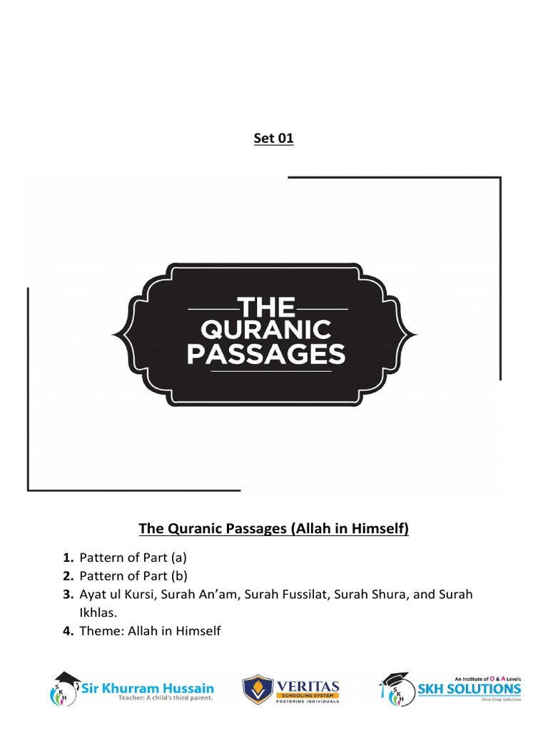 Theme. Allah in Himself and Passages | PDF | God In Islam | Surah