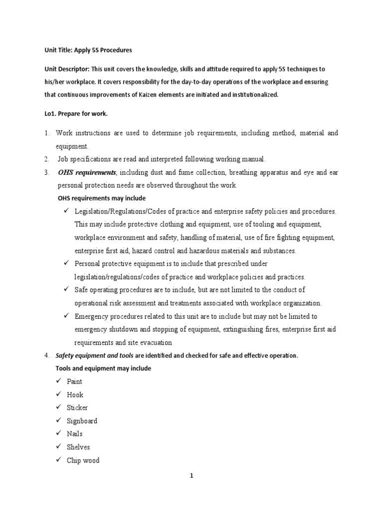 New Note On Apply 5s Procedure | PDF | Business