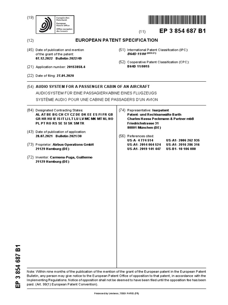 Aircraft Cabin Audio Personalization | PDF | Telecommunications ...