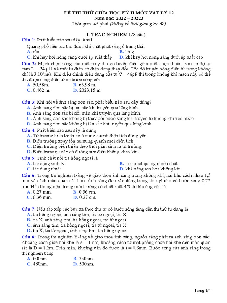 De 01 TH Na Giua Hkii 21 22 GK12 - GK12 - 132 | PDF