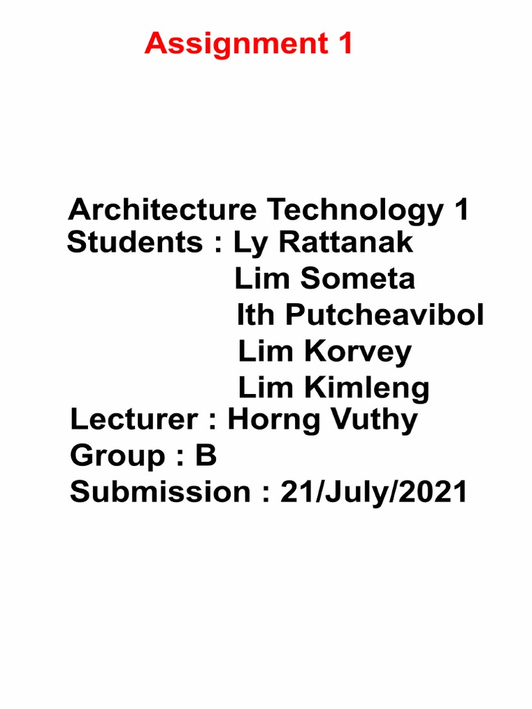 Architecture Technology 1 Assignment 1 | PDF